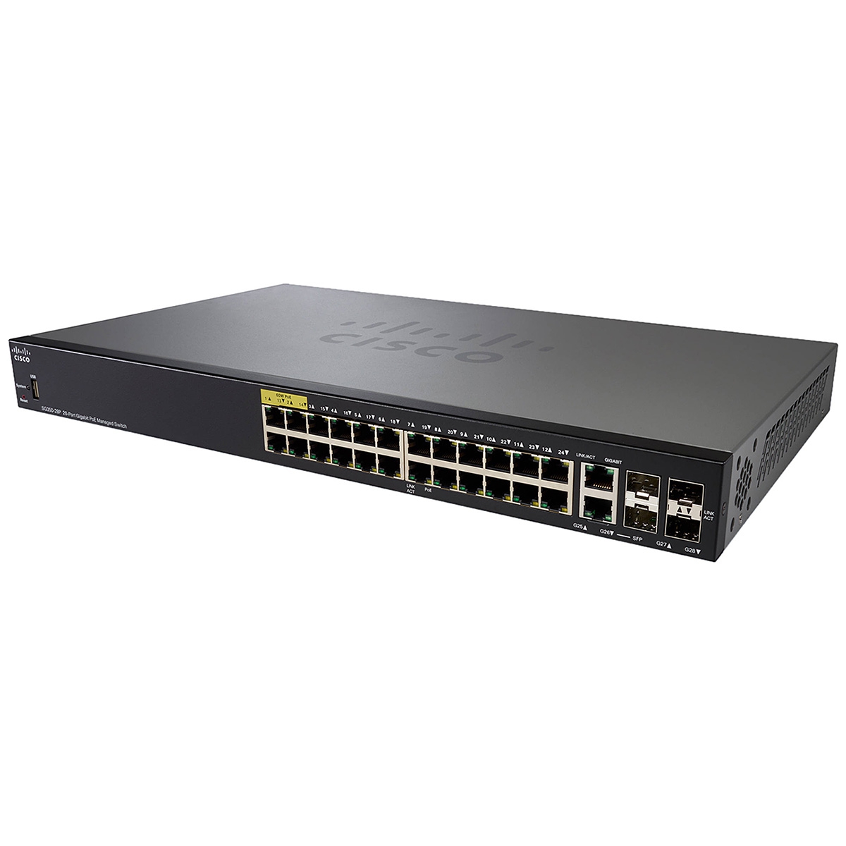 SWITCH CISCO 28 PORTS PoE 195W (24 PORTS GIGABIT/2 PORTS SFP/2 PORTS ...