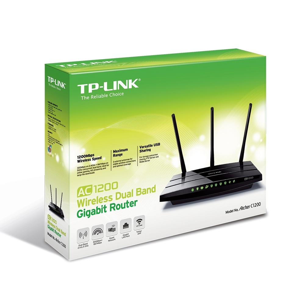 WIRELESS-N ROUTER TP-LINK ARCHER C1200 AC1200 Redes & WiFi Routers